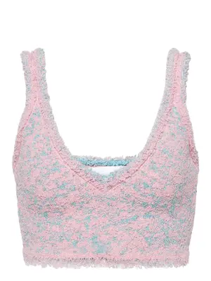 Rabanne Tweed Lurex Cropped Top - Pink