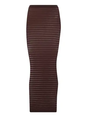 Alaïa Striped Maxi Skirt - Brown
