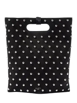 Alaïa Folded Embellished Suede Tote Bag - Black