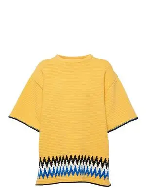 JIL SANDER Jacquard-trimmed Cotton Jersey T-shirt - Black