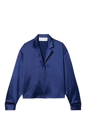 Michael Lo Sordo Cropped Silk-satin Shirt - Blue