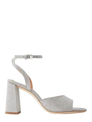 Staud Solange Glittered Leather Sandals - Silver