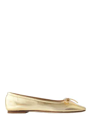 AeydĒ Aeyde Delfina Metallic Leather Ballet Flats Gold