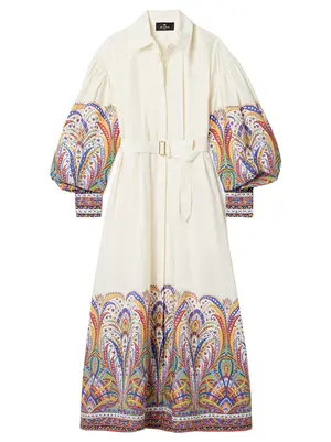 ETRO Etro Belted Paisley-print Cotton-poplin Midi Shirt Dress