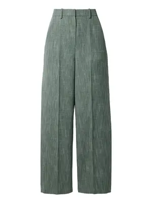 Co Wool-blend Straight-leg Trousers - Green