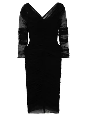 Dolce & Gabbana Off-the-shoulder Ruched Midi Dress - Black