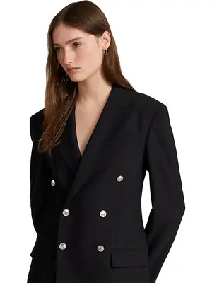Ralph Lauren Ralph Lauren Double-Breasted Wool-Blend Blazer Polo Black