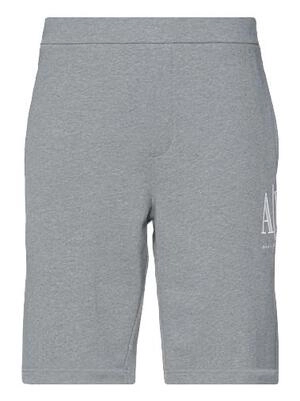 Armani Exchange Cotton French Terry Shorts With Logo Print - Grey