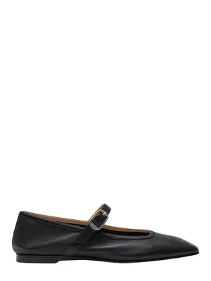 Le Monde Beryl Leather Mary Jane Ballerina Flats - Black