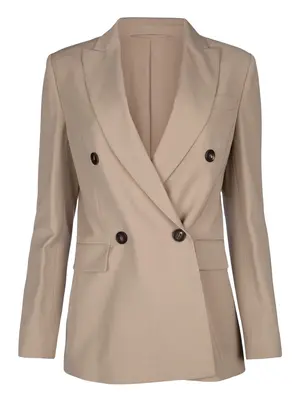 Brunello Cucinelli Wool Double-breasted Jacket - Beige