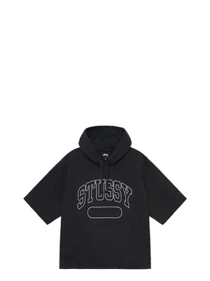 StÜssy Short-sleeve Boxy Cropped Hoodie - Black