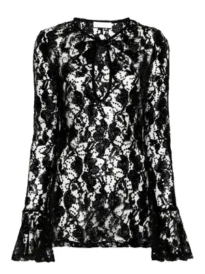 Nina Ricci Sequin-embellished Lace Top - Black
