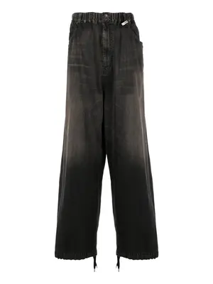 Mihara Yasuhiro Contrasting Panel Wide-leg Jeans - Black