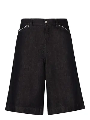 Dolce & Gabbana Logo-plaque Denim Bermuda Shorts - Black