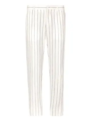 Dolce & Gabbana Pinstriped Linen Trousers - White