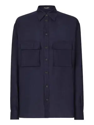 Dolce & Gabbana Button-up Linen Shirt - Blue