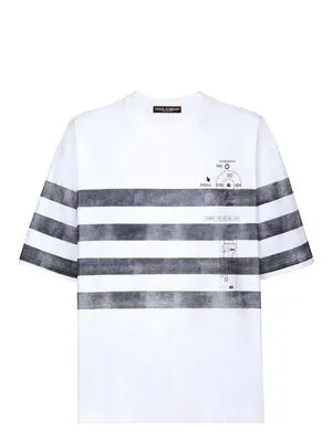 Dolce & Gabbana Striped Cotton T-shirt - White