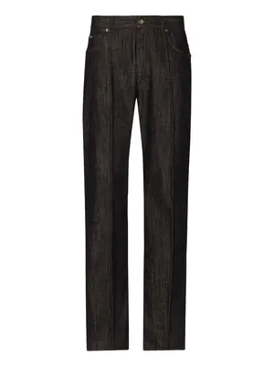 Dolce & Gabbana Logo Appliqué Wide-leg Jeans - Black