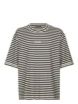 Dolce & Gabbana Logo-embroidered Striped T-shirt - Black