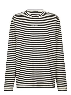 Dolce & Gabbana Striped Cotton T-shirt Black