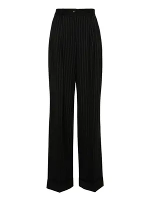 Dolce & Gabbana Pinstriped Wide-leg Trousers - Black