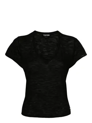 TOM FORD Semi-sheer Mélange T-shirt - Black