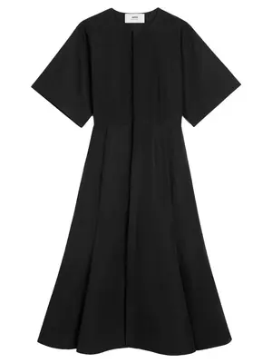 Ami Short-sleeve Midi Dress - Black