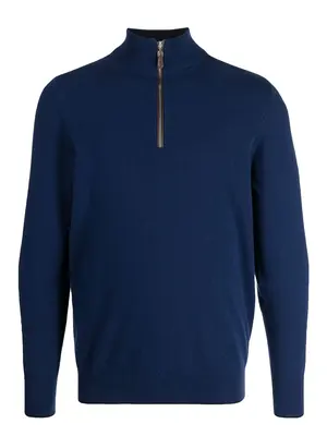 N.peal Zip-fastening Cashmere Jumper - Blue