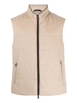 N.peal Quilted Cashmere Gilet - Brown