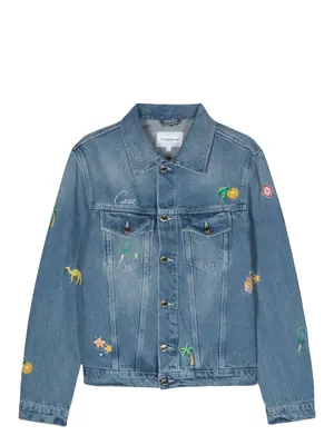 Casablanca Embroidered Denim Jacket - Blue
