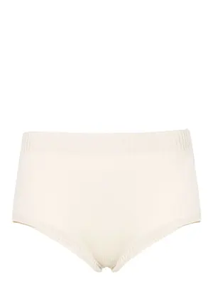 Alanui High-waisted Ribbed Shorts - Neutrals