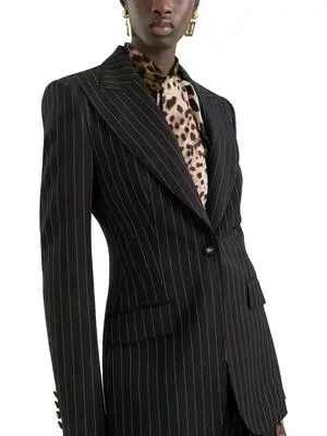 Dolce & Gabbana Pinstriped Single-breasted Blazer - Black