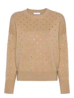 Rabanne Crystal-embellished Wool Jumper - Brown