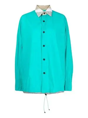 Kolor Contrast-collar Cotton Shirt - Green