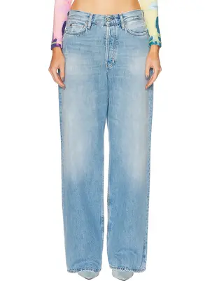 Acne Studios Low Rise Baggy Wide Leg Jeans - Light Blue
