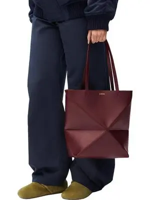 Loewe Luxury Puzzle Fold Tote Bag - Dark Burgundy