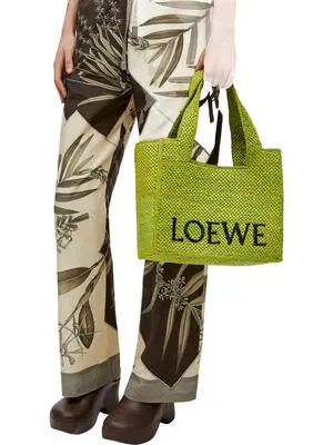 Loewe LOEWE Medium Font Raffia Tote Meadow Green