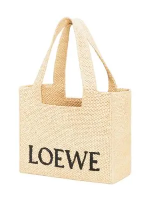 Loewe Medium Font Raffia Tote - Natural
