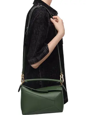 Loewe LOEWE Small Puzzle Edge Bag Bottle Green