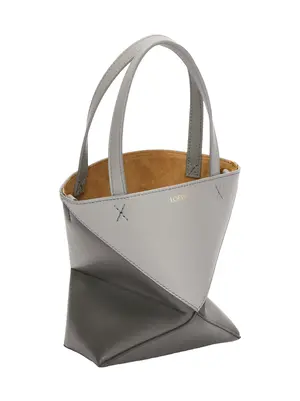 Loewe Luxury Mini Puzzle Fold Tote Bag Pearl Grey/dark Grey