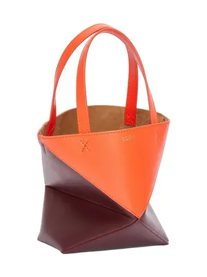 Loewe Luxury Mini Puzzle Fold Tote Bag Vivid Orange/burgundy