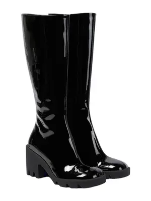 Burberry Stride Patent Leather Knee-high Boots - Black
