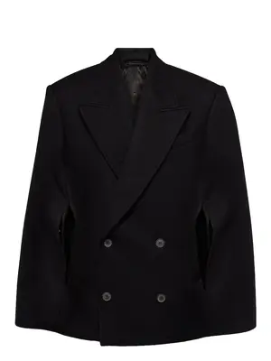 Wardrobe.NYC Double-breasted Virgin Wool Cape - Black