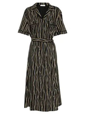 Chloé Printed Silk Sablé Shirt Dress - Black