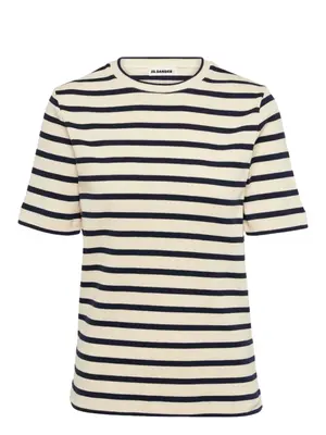 JIL SANDER Striped Cotton Jersey T-shirt - Beige