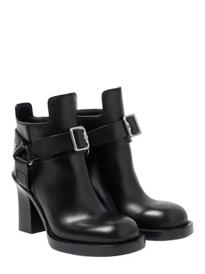 Burberry Stirrup Leather Ankle Boots - Black