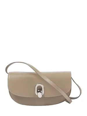 Savette Tondo Crescent Leather Shoulder Bag - Beige