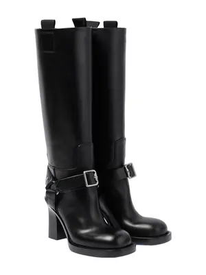 Burberry Stirrup Leather Knee-high Boots - Black