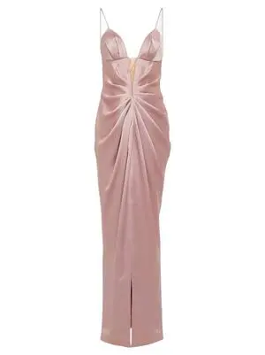 RASARIO Draped Satin Gown - Pink