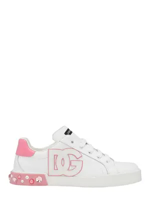 Dolce & Gabbana Calfskin Portofino Sneakers - White